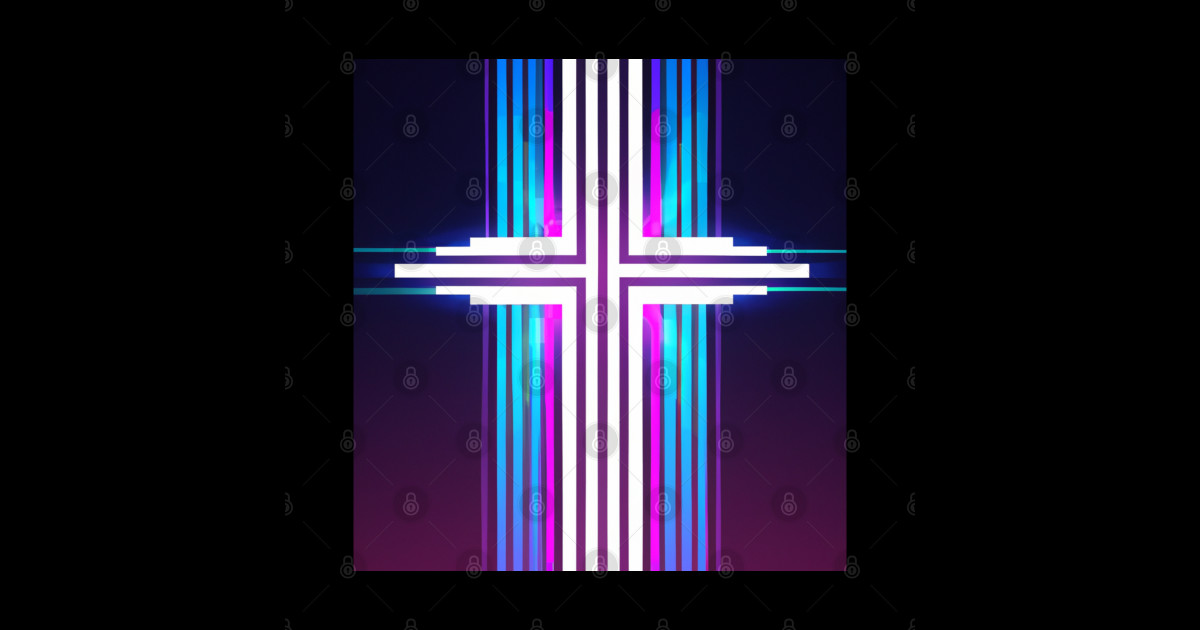 Synthwave stripes cross - Sjg Digital - Sticker | TeePublic