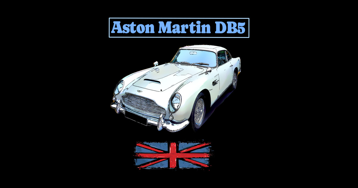 The DB5 Classic with union jack flag - Aston Martin - Sticker | TeePublic