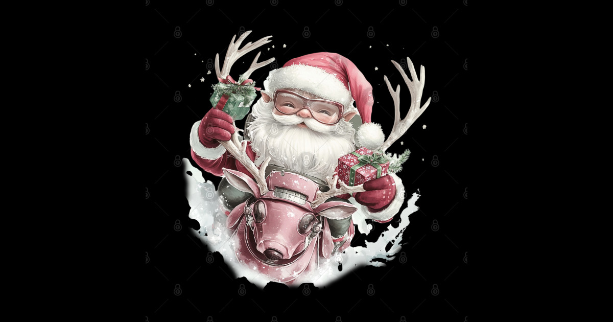 Cyber Santa Claus with Robotic Reindeer | Futuristic Cyberpunk ...