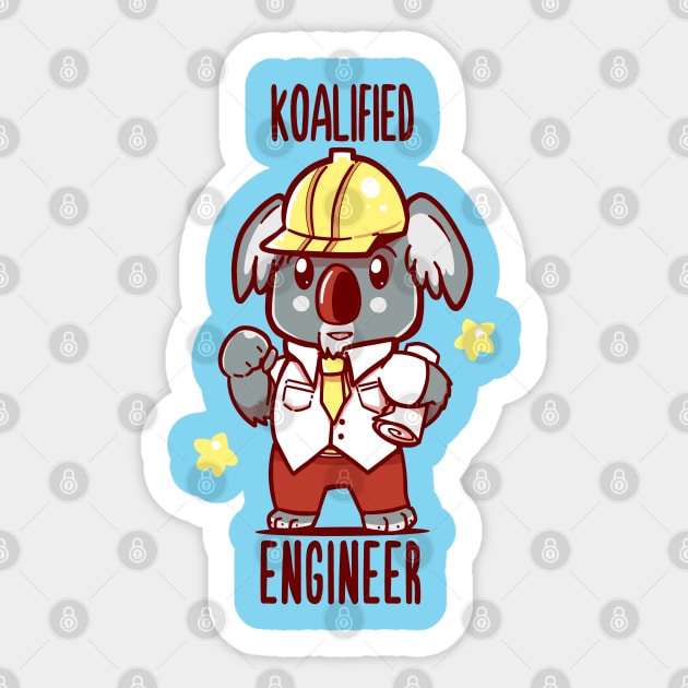 Koalified Engineer - Koala Animal Pun - Engineer - Sticker | TeePublic