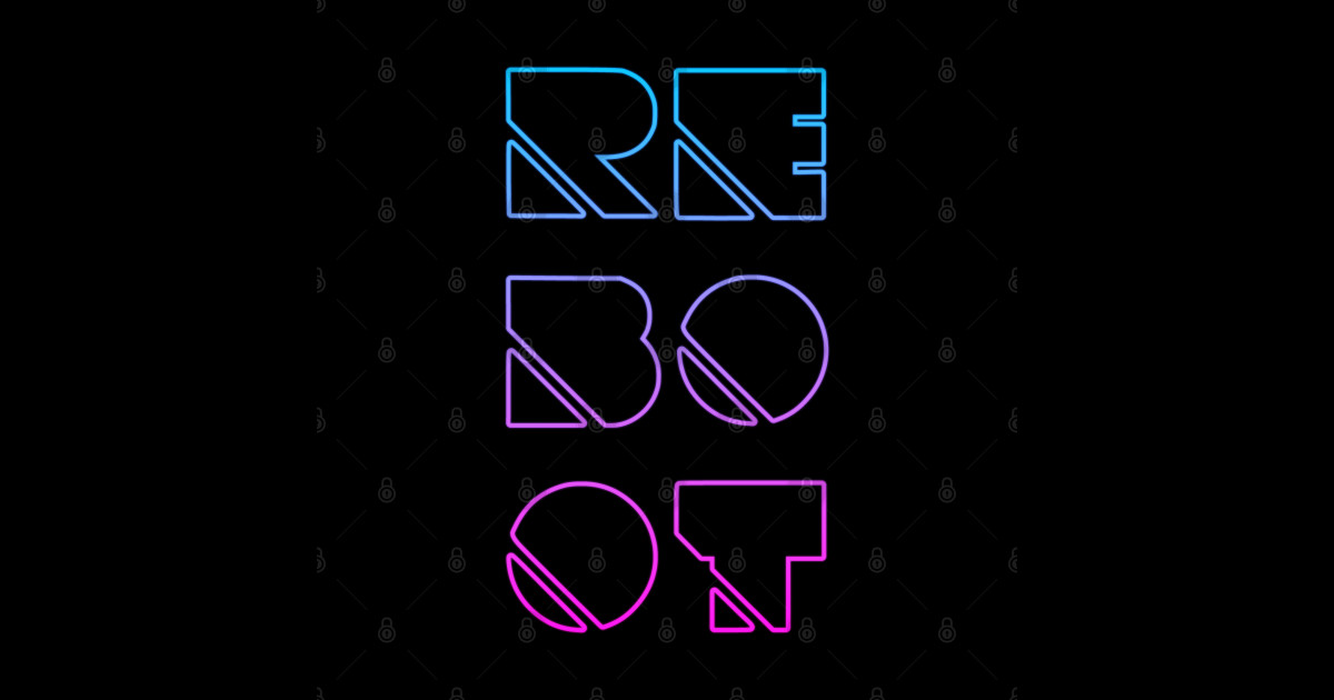 REBOOT Stacked Neon - Neon Colors - Sticker | TeePublic