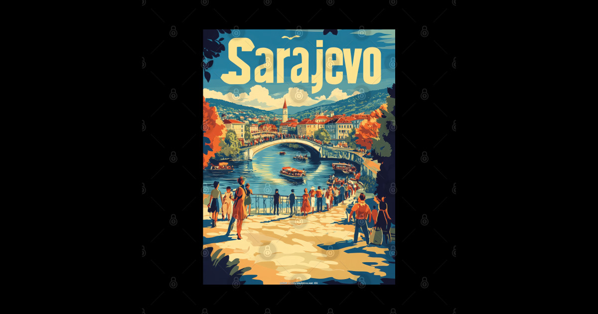 Visitors stroll along the riverside in Sarajevo, enjoying the ...