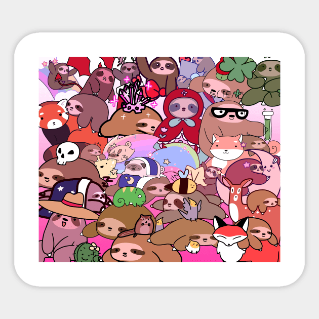 Whimsical Sloth Collage - Sloth - Sticker | TeePublic