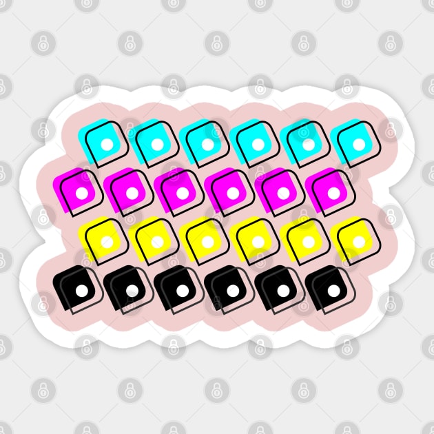 CMYK Block Colour Pattern - Cmyk - Sticker | TeePublic