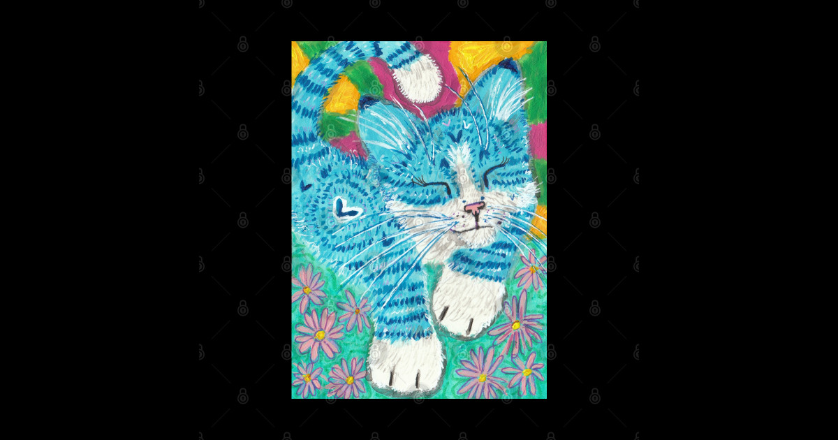 Blue happy cat - Blue Cat - Sticker | TeePublic