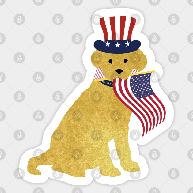 Preppy Patriotic Golden Retriever - Dogs - Sticker | TeePublic