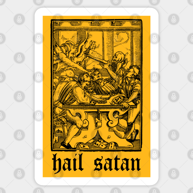 Hail Satan Vintage Illustration Art - Hail Satan - Sticker | TeePublic