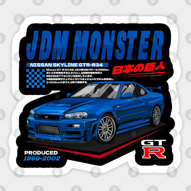 NISSAN SKYLINE GTR-R34 (BLUE) - Nissan Skyline Gtr R34 - Sticker ...