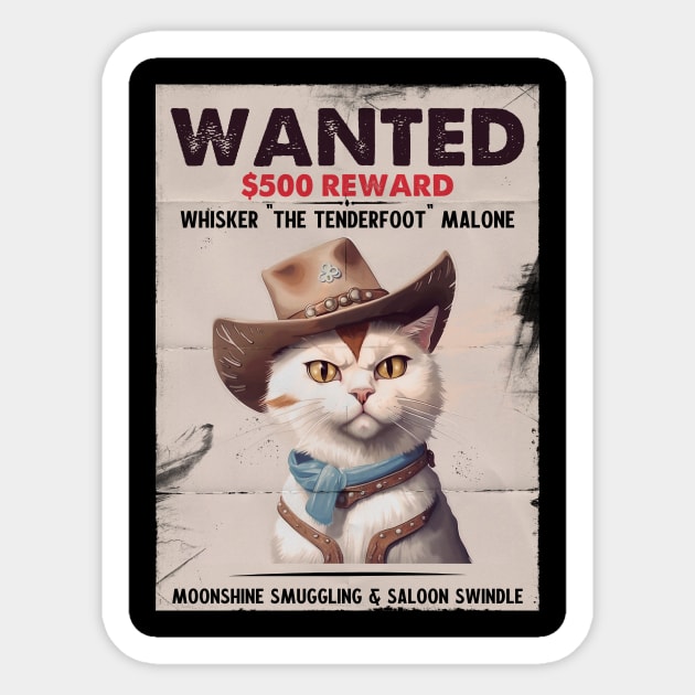 wild west wanted cat - Wanted Cat - Sticker | TeePublic