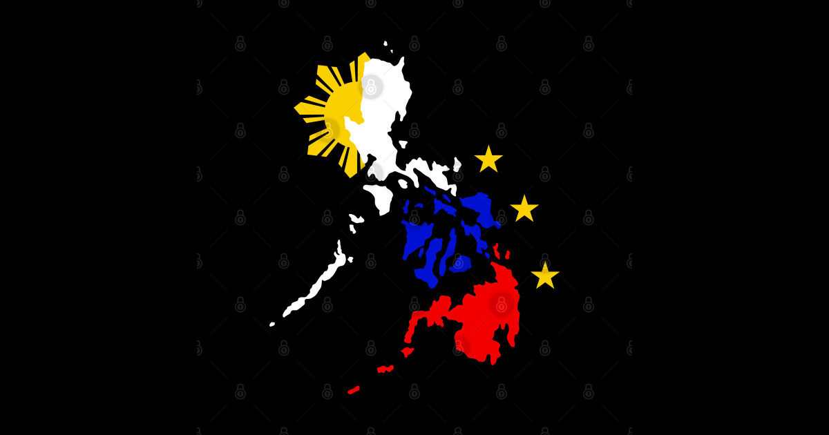 Philippine Map with 3 Stars and a Sun - Philippine Map - Sticker ...