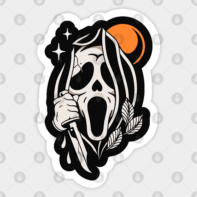 Ghost Face tattoo style - Scary Movie - Sticker | TeePublic