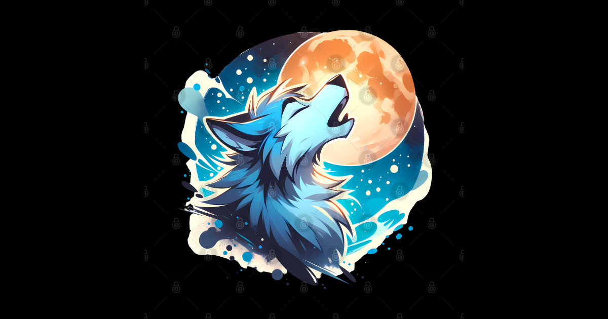 Awoo Moon Howling Wolf Anthro Furry - Furry - Sticker | TeePublic