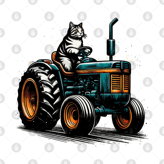 Funny Cat Driving A Tractor - Funny Cat - T-Shirt | TeePublic