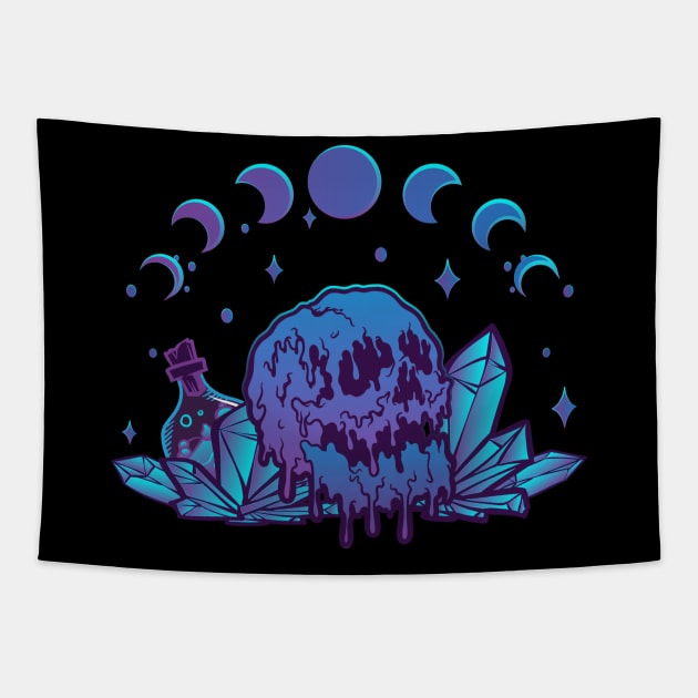 Melting Skull, Phases of Moon and Crystals Dark Art Pastel Goth - Goth ...