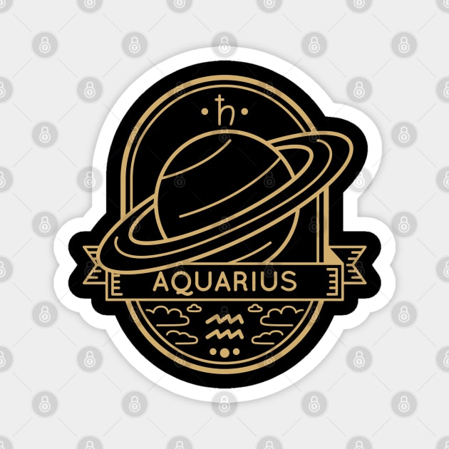 Aquarius Gold Planet Sigil - Aquarius Zodiac Sign - Magnet | TeePublic