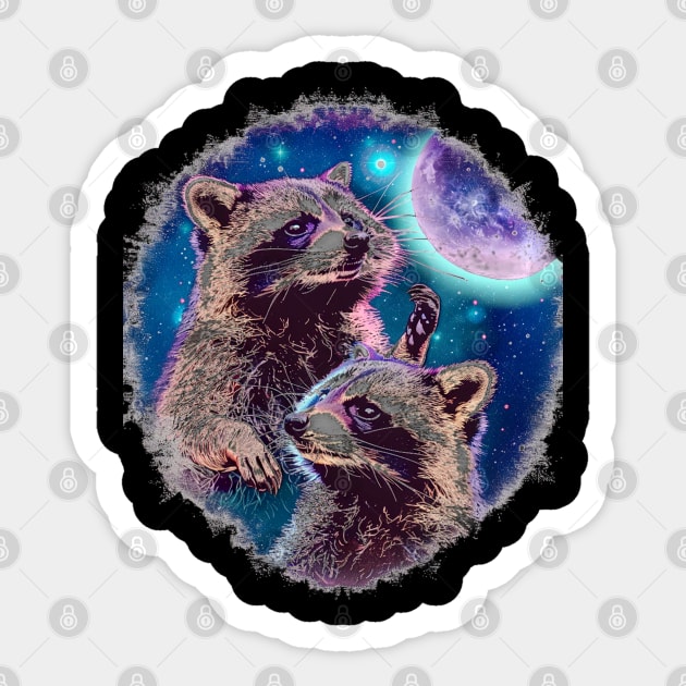 Raccoons Under the Moon Night - Raccoon Raccoons Moon Night Wild ...