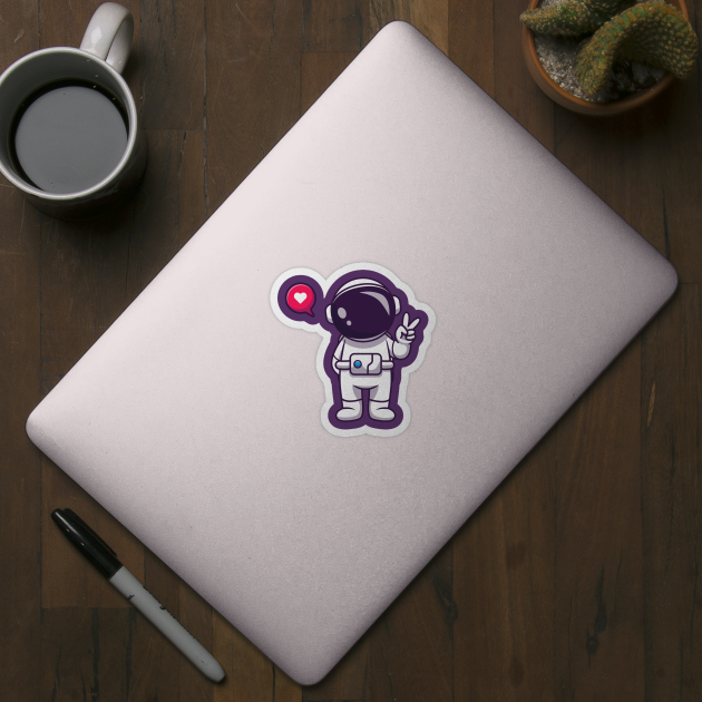 Cute Astronaut - Spaceman Peace Sign - Astronaut Cartoon - Sticker ...