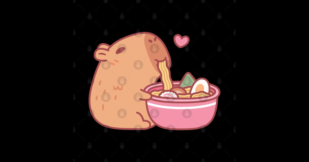 Cute Capybara Eating Ramen - Cute Capybara - Posters and Art Prints ...