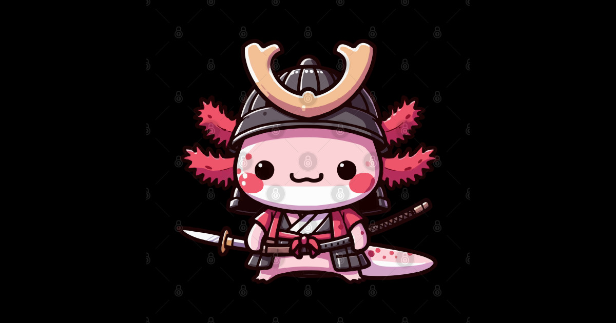 cute axolotl samurai warrior - Axolotl Funny - Sticker | TeePublic