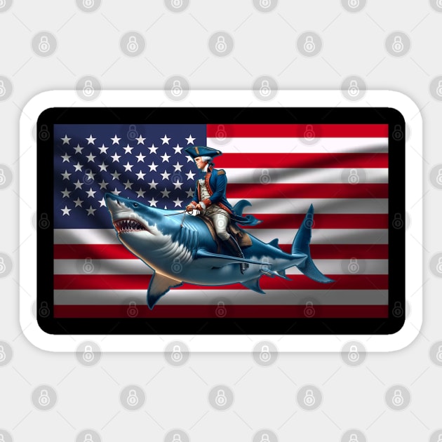 George Washington Riding a Shark American Flag 4th Of July - George ...