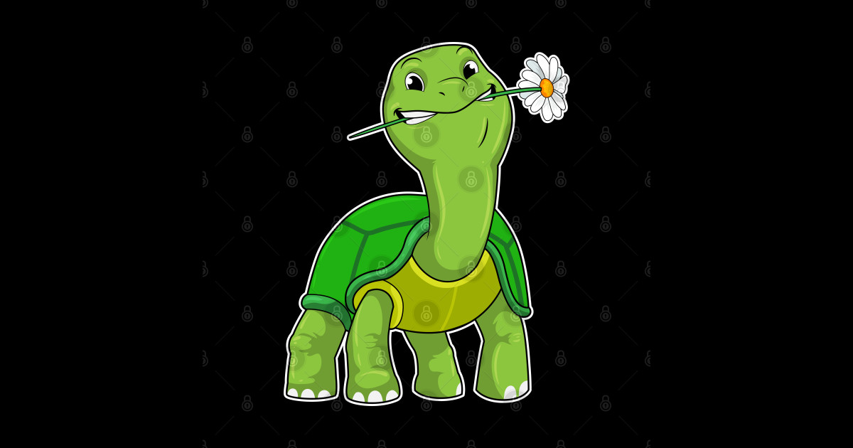 Turtle with Flower Daisy - Turtles - Sticker | TeePublic