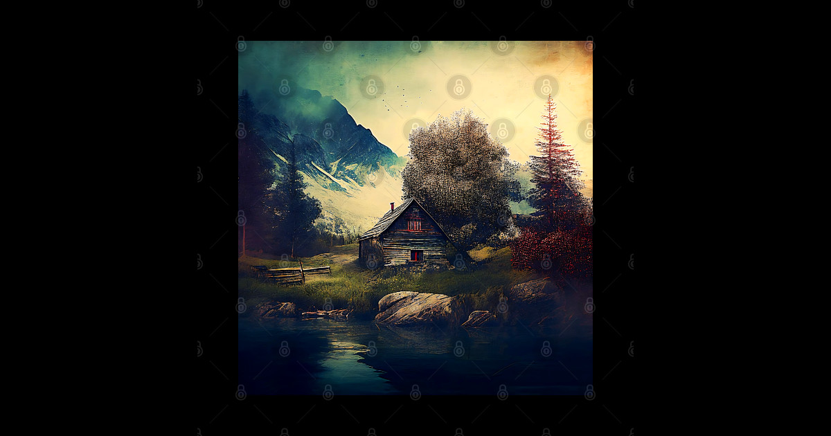Rustic Lone Cabin in the Mountains - Rustic Cabin - Posters and Art ...