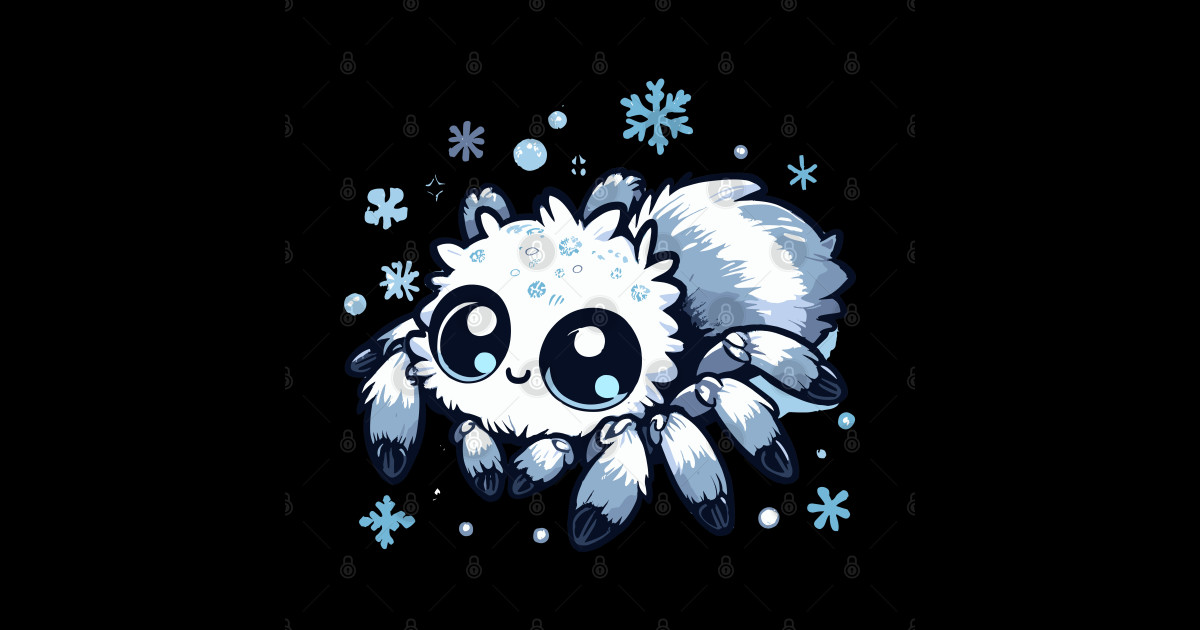 Cute white jumping spider in snowflakes - Jumping Spider - Sticker ...