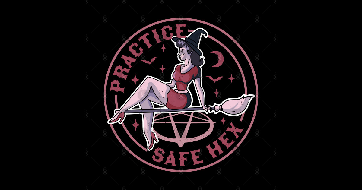 Practice Safe Hex Funny Witch Halloween Pastel Goth - Practice Safe Hex - Sticker | TeePublic