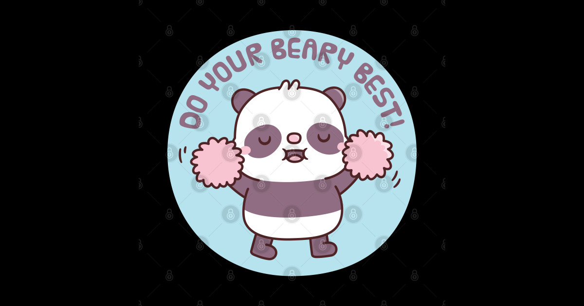 Cute Panda Cheering Do Your Beary Best Pun - Cute Panda - Sticker ...