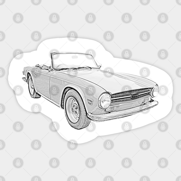 Triumph TR6 1970s classic sports car monochrome - Triumph Tr6 - Sticker ...
