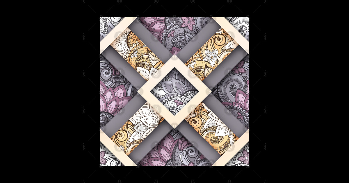 3d Patchwork Quilt Print with Vintage Floral Motifs - Cheater - Sticker ...