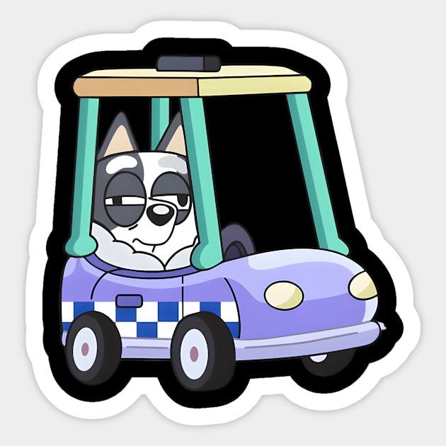 Bluey Muffin In Car - Bluey Muffin Car - Sticker | TeePublic