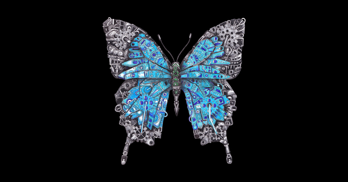 Blue Swallowtail Butterfly Mechanical Steampunk Design - Butterfly ...