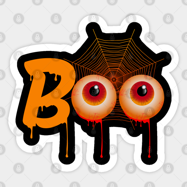 Boo - Scary Halloween Eyes Dripping With Blood - Halloween - Sticker ...