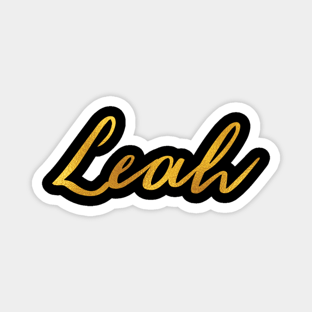 Leah Name Hand Lettering in Faux Gold Letters - Leah - Magnet | TeePublic