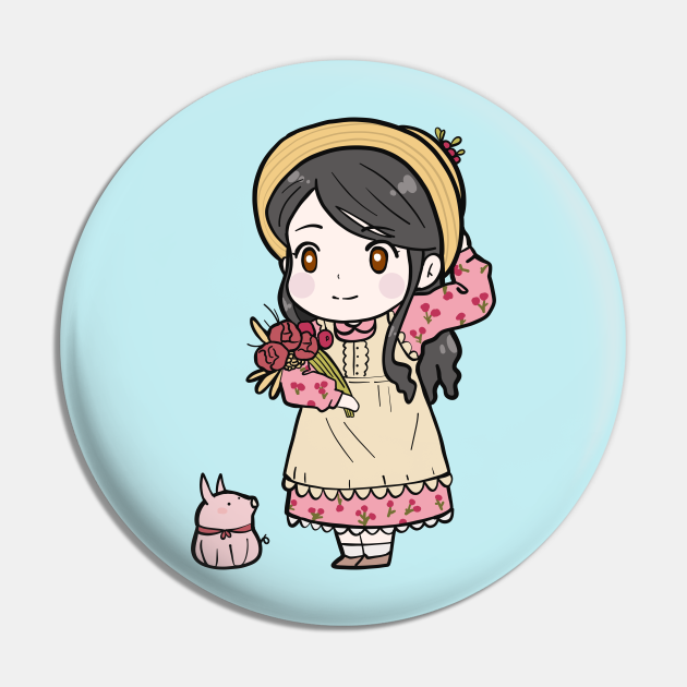 Chibi Anime Girl Cottagecore Aesthetics - Chibi Anime - Pin | TeePublic