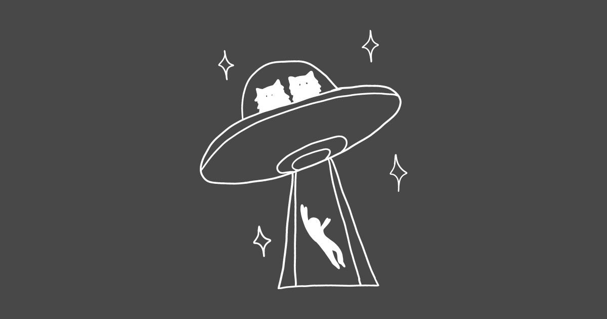cat alien abduction line art - Cat Lover Gift - T-Shirt | TeePublic