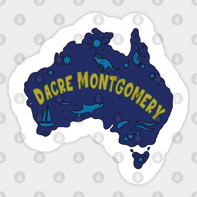 AUSSIE MAP DACRE MONTGOMERY - Australia - Sticker | TeePublic