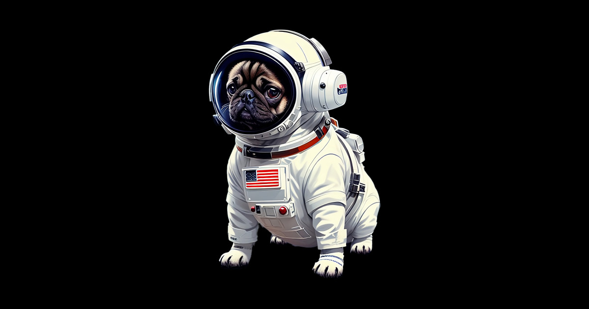 Pug-tastic Space Explorer in a Futuristic Suit - Pug - Sticker | TeePublic