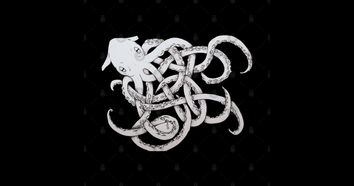 Twisted Vampire Octopus - White - Octopus - Sticker | TeePublic