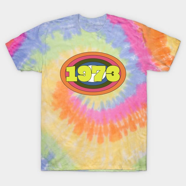 Yellow Year 1973 Rainbow Ellipse Vintage Typography - Vintage - T-Shirt ...