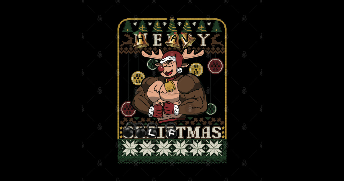 Merry Heavy LIFT Christmas with Muscle Rudolph - Christmas - Sticker ...