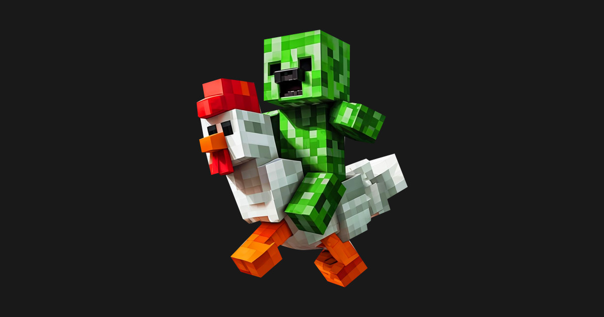 Funny Minecraft Creeper and Chicken - Minecraft Parody - T-Shirt ...