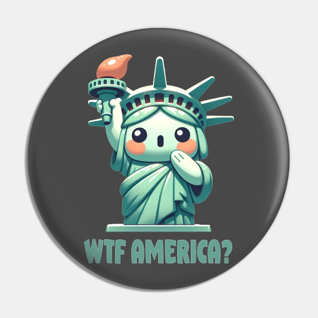 WTF America Cute Statue of Liberty - Wtf America - Pin | TeePublic