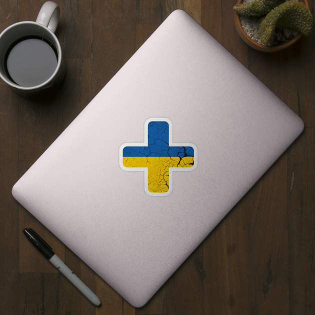 Cross of Ukraine, Vintage Ukraine flag - Ukraine - Sticker | TeePublic
