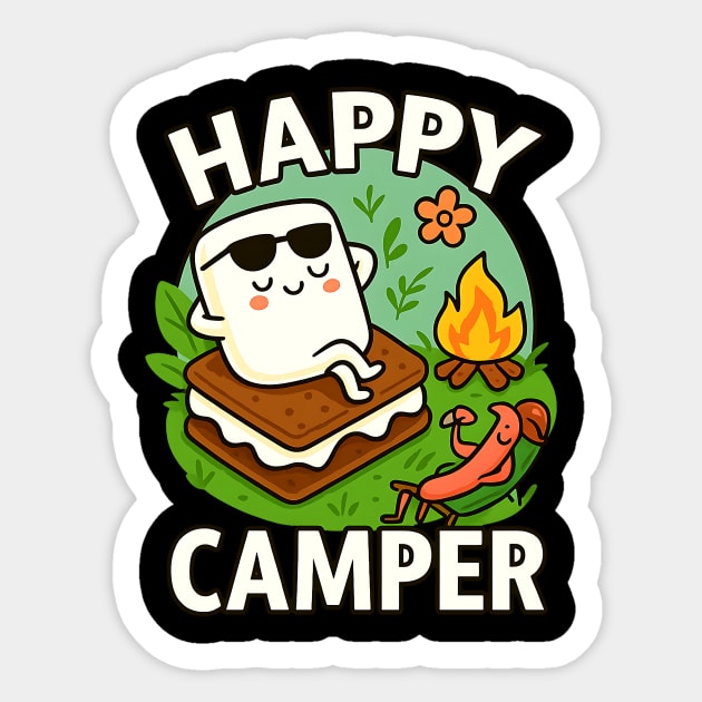 Happy Camper Camping Crew Trip Campfire Squad - Campfire Crew - Sticker ...