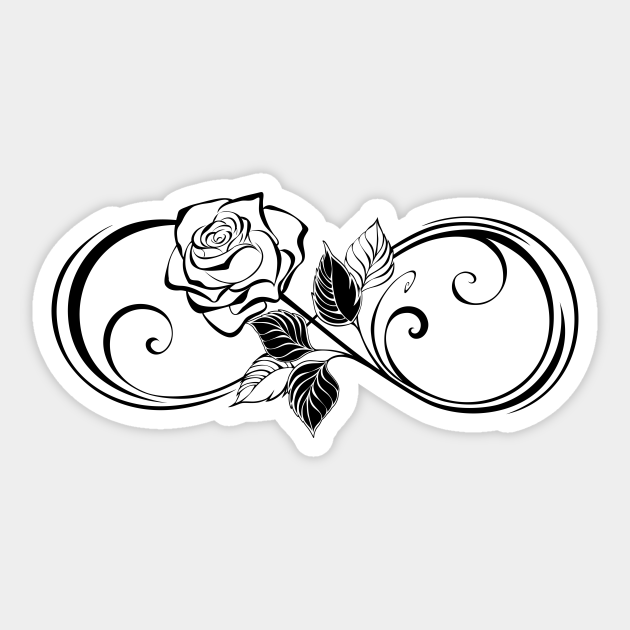 Infinity symbol with outline rose - Infinity - Sticker | TeePublic