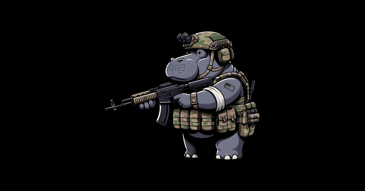 Tactical Hippo - Hippopotamus - Sticker | TeePublic