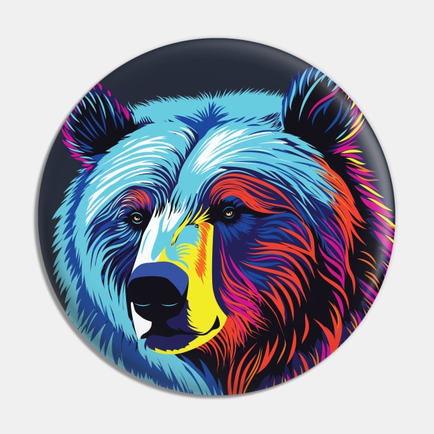Neon grizzly bear head - Grizzly Bear - Pin | TeePublic