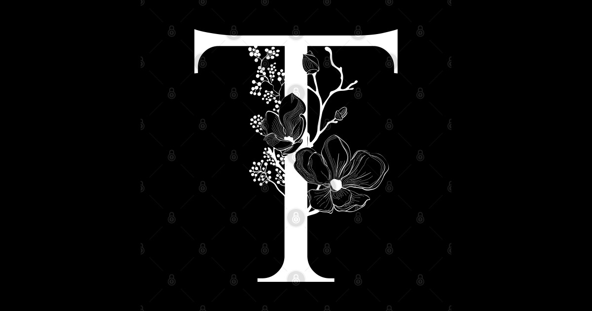 Letter T Monogram - Floral Initial - Letter T Gift - Sticker | TeePublic